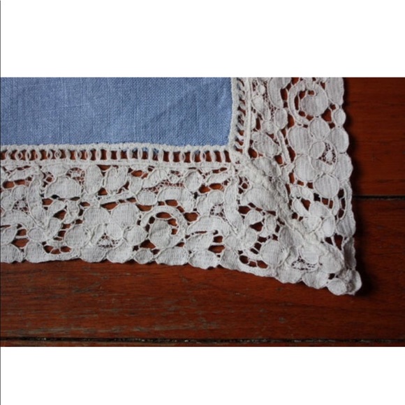 Dining | Vintage Blue Runner With A Lace Border | Poshmark